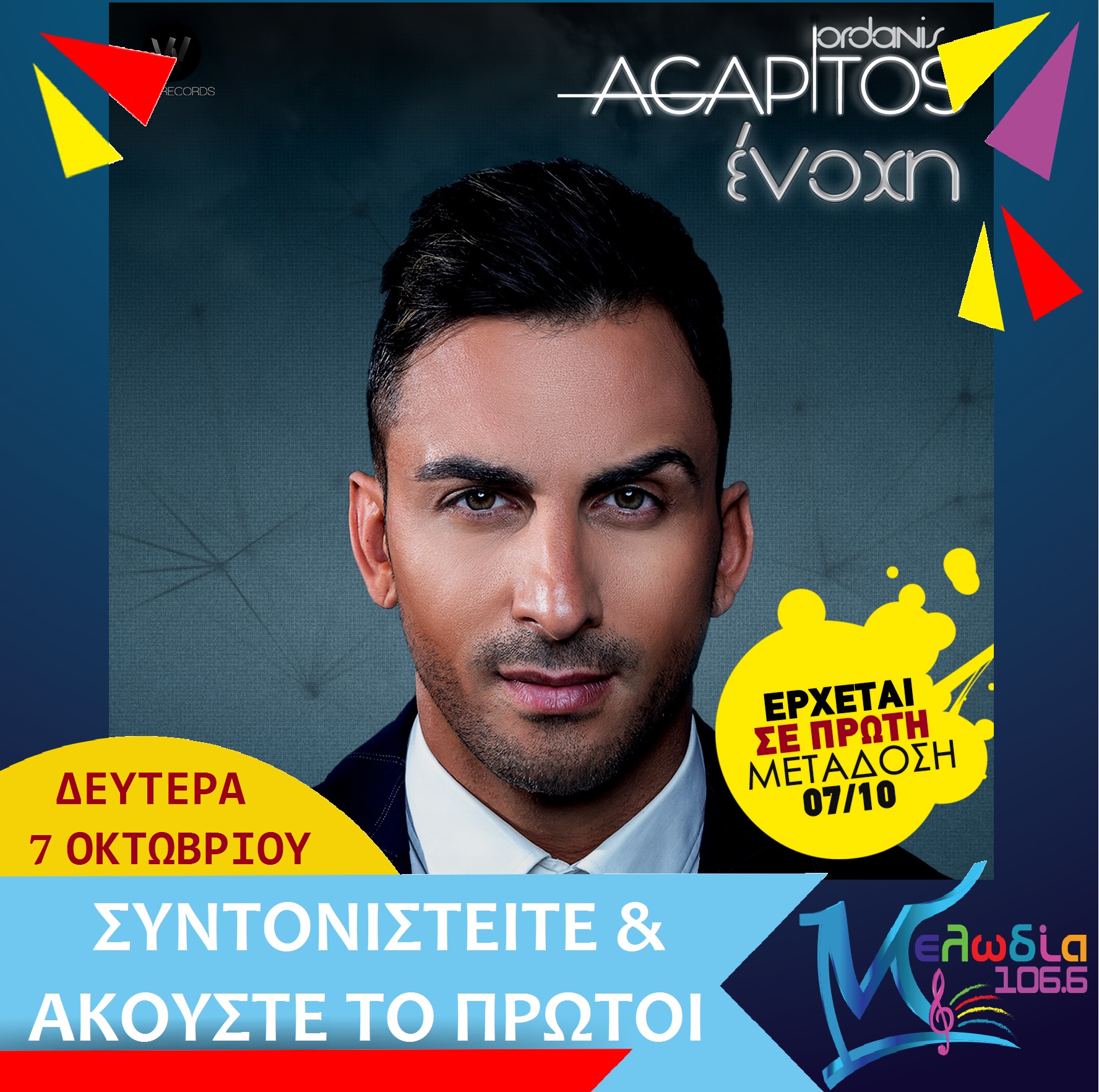 ΠΡΩΤΗ ΜΕΤΑΔΟΣΗ 07/10 - "ΕΝΟΧΗ" / ΙΟΡΔΑΝΗΣ ΑΓΑΠΗΤΟΣ - ΜΕΛΩΔΙΑ 106,6 FM